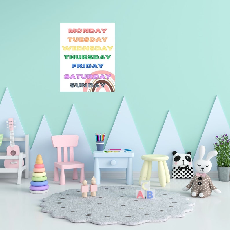 Days of the Week, Fun Posters for Kids, Playroom Printable Art ...