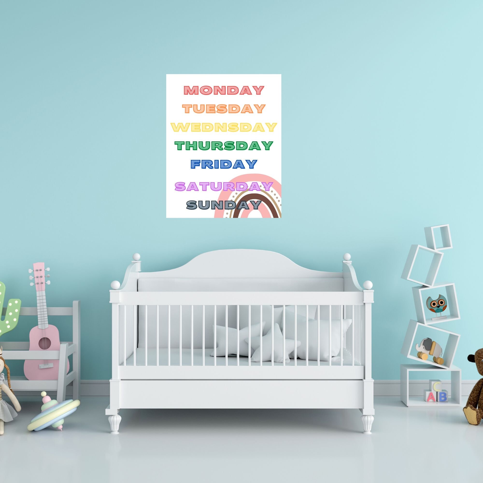 Days of the Week, Fun Posters for Kids, Playroom Printable Art ...