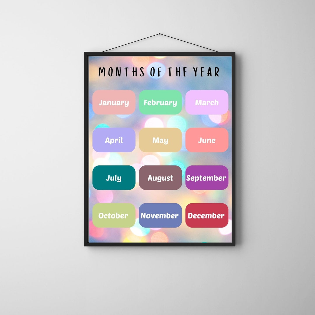 Month of the Year, Fun Posters for Kids, Playroom Printable Art ...