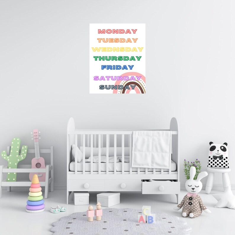 Days of the Week, Fun Posters for Kids, Playroom Printable Art ...