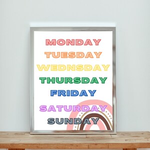 Days of the Week, Fun Posters for Kids, Playroom Printable Art ...
