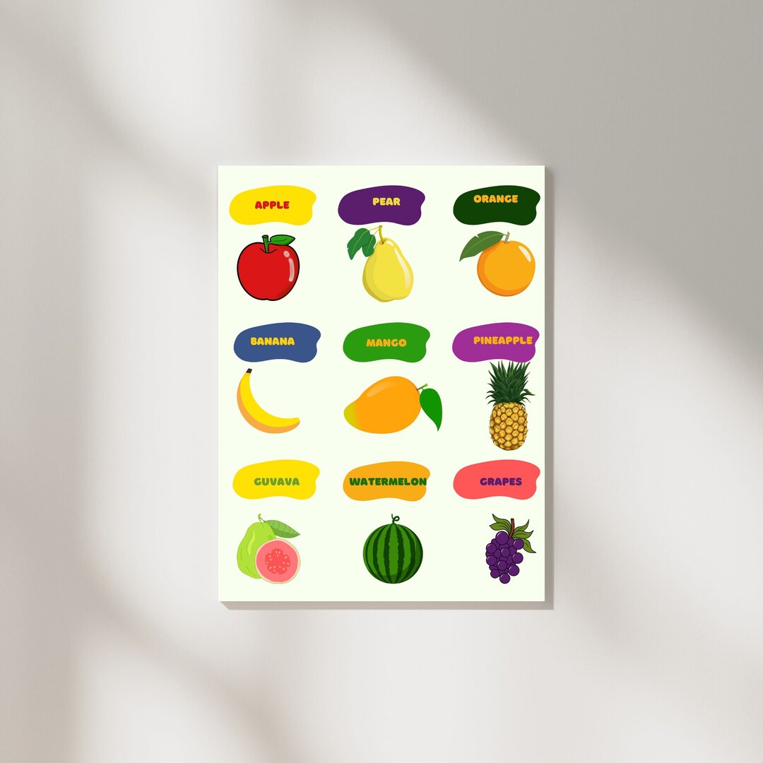 Fruit Wall Art, Fun Posters for Kids, Playroom Printable Art ...