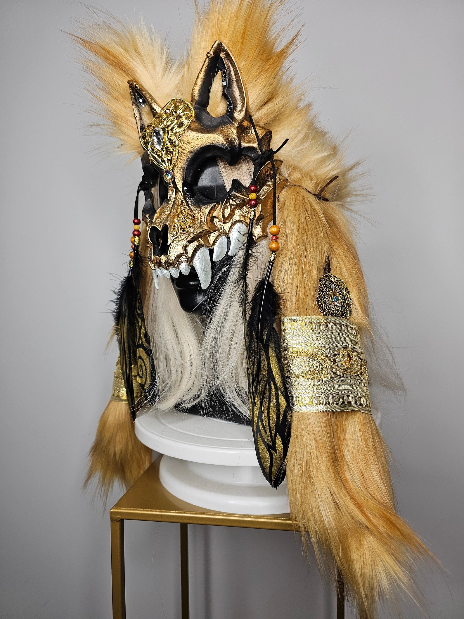 Tribal Fire Fox Mask Faux Fur Headdress - Etsy