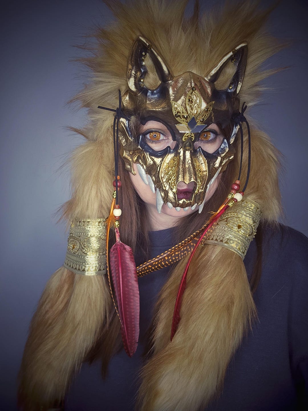 Tribal Firebird Fox Mask Headdress - Etsy