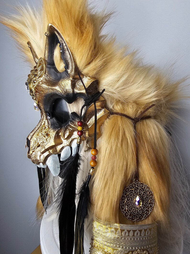 Tribal Fire Fox Mask Faux Fur Headdress - Etsy
