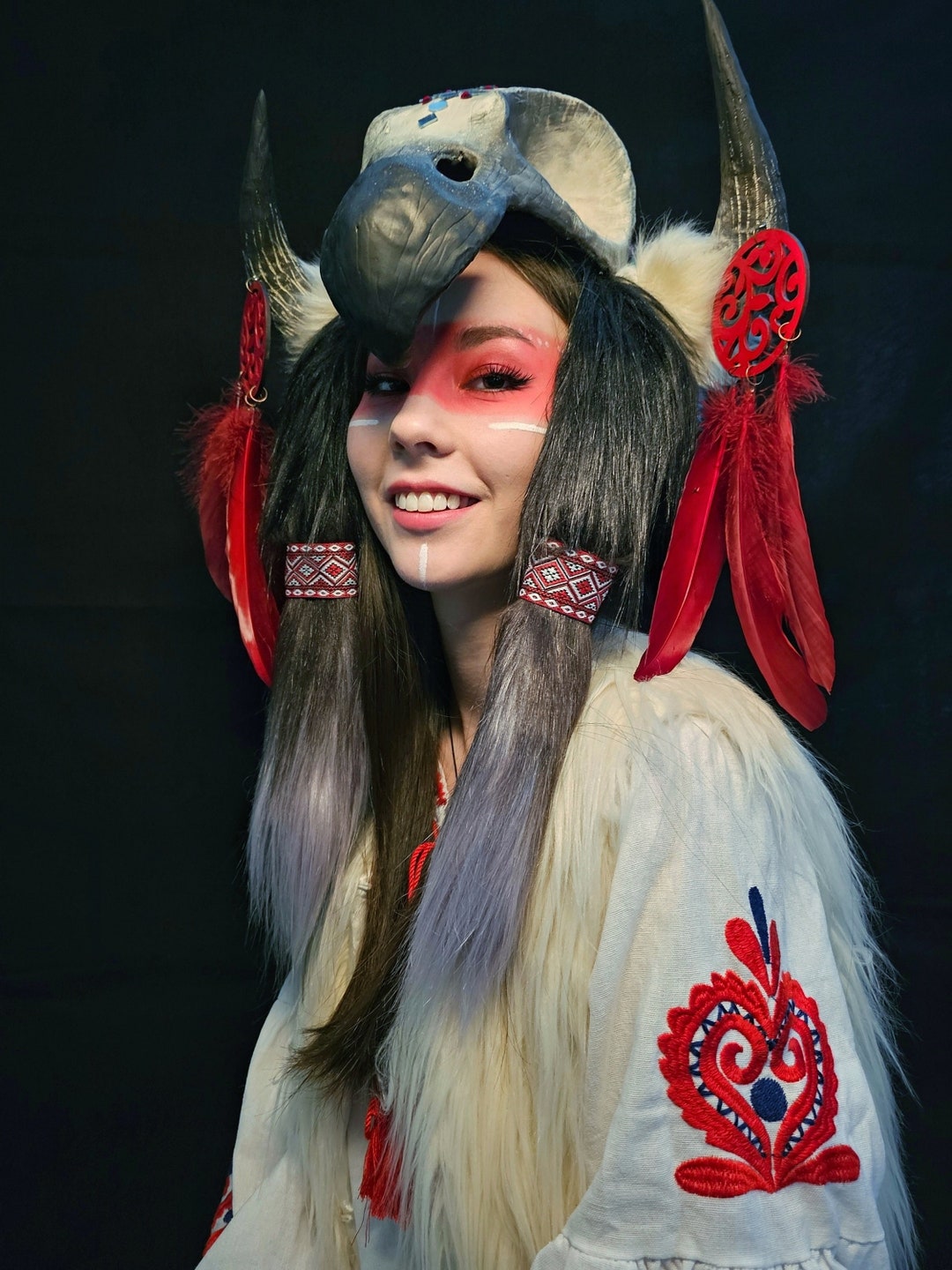 Tribal Shaman Eagle Skull Headdress With Bullhorns and Greamcatchers - Etsy