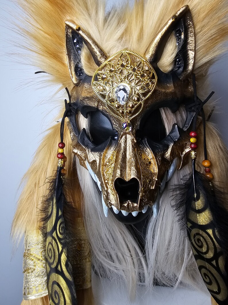 Tribal Fire Fox Mask Faux Fur Headdress - Etsy
