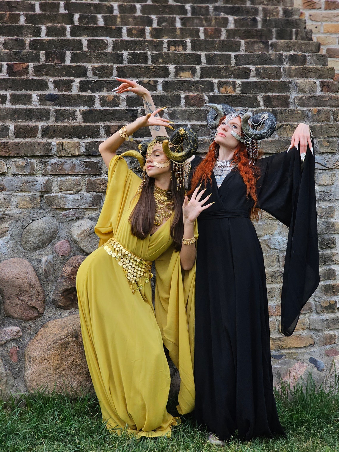 Silver Ram Horns Headdress With Gypsy Coins and Face Chains - Etsy