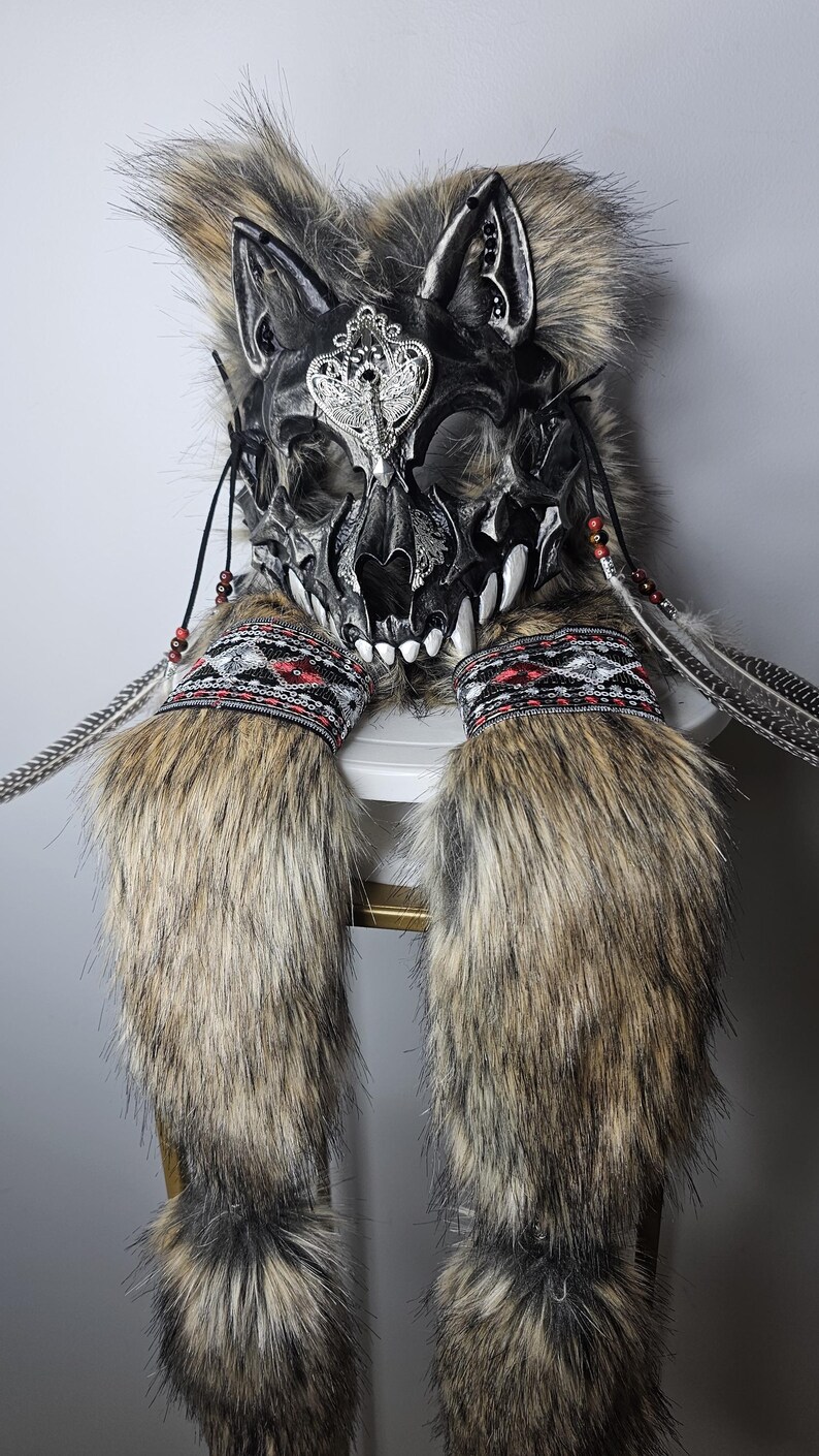 Hawk Moth Wolf Mask Headdress With Silver Filigree - Etsy