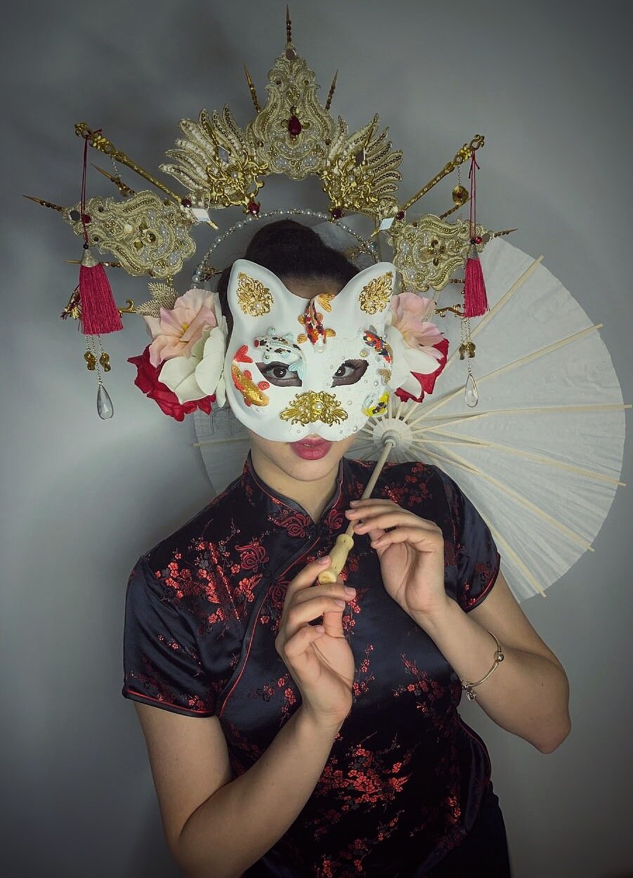 Asian Style Geisha Inspired Golden Floral Halo Crown With - Etsy