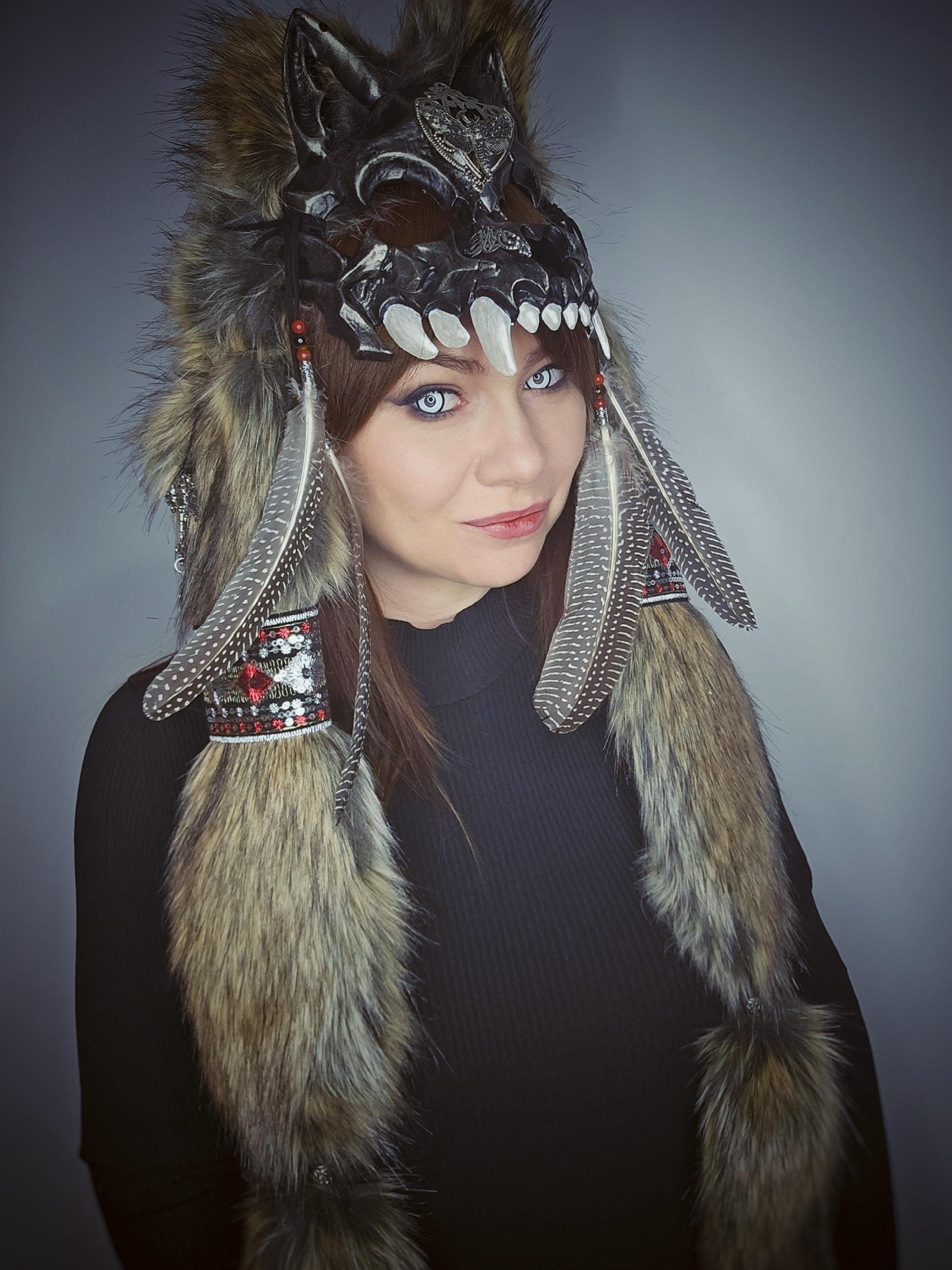 Hawk Moth Wolf Mask Headdress With Silver Filigree - Etsy