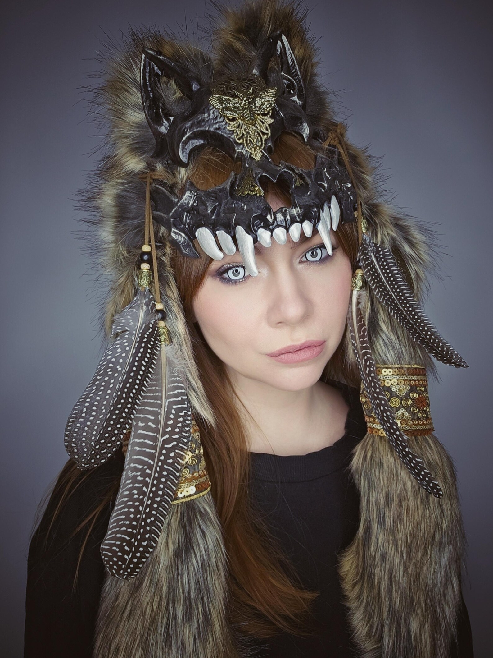 Tribal Hawk Moth Wolf Headdress - Etsy