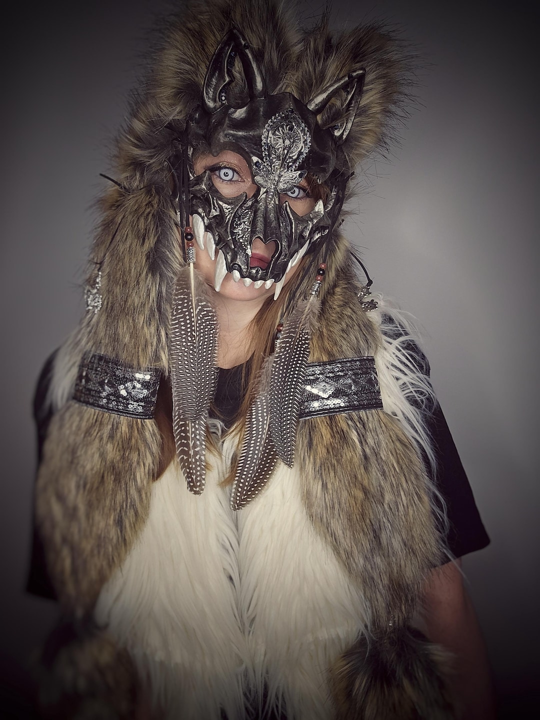 Tribal Unisex Viking Hawk Moth Wolf Mask Headdress - Etsy