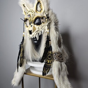 Tribal Ivory Wolf Mask Headdress - Etsy