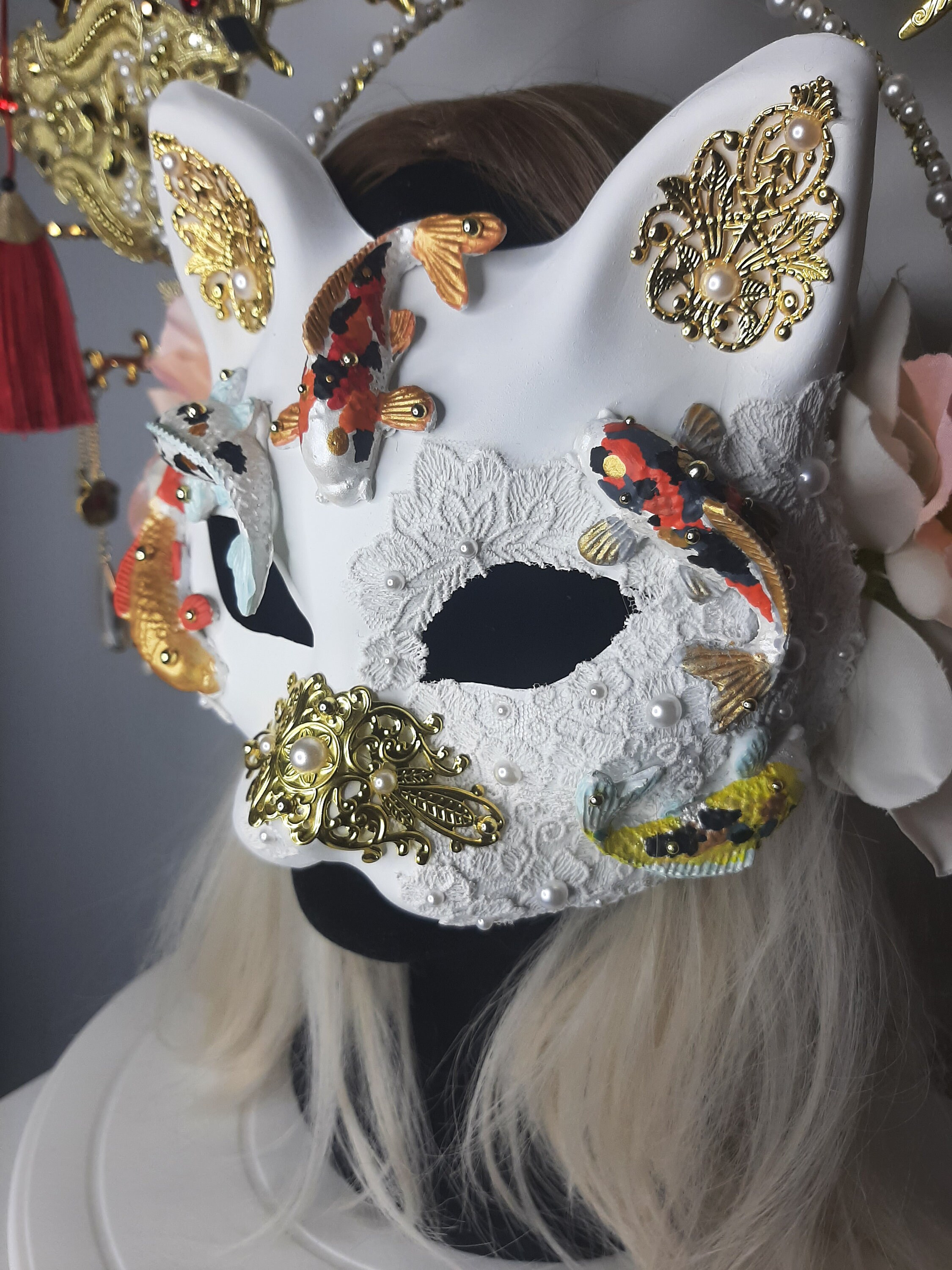 Asian Style Geisha Inspired Golden Floral Halo Crown With - Etsy