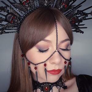 Halloween Death Queen Halo Crown With Skulls Crosses and - Etsy