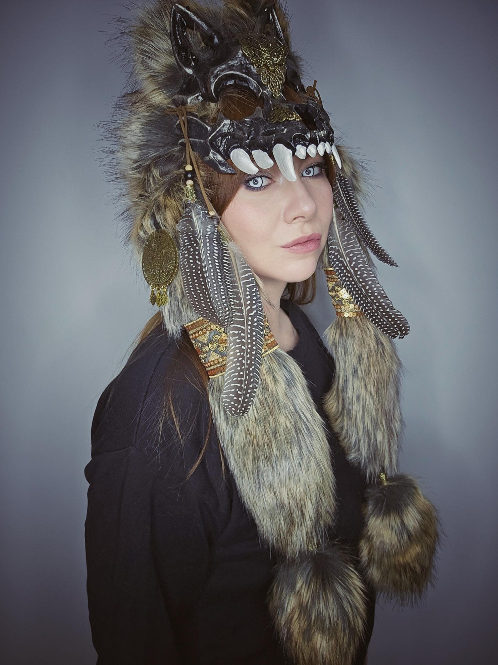 Tribal Hawk Moth Wolf Headdress - Etsy