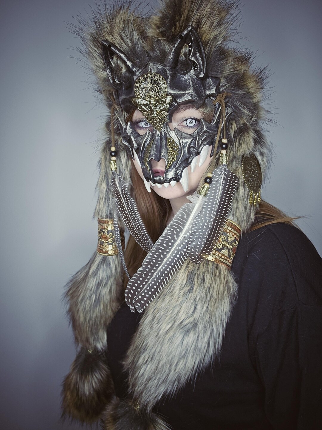 Tribal Hawk Moth Wolf Headdress - Etsy