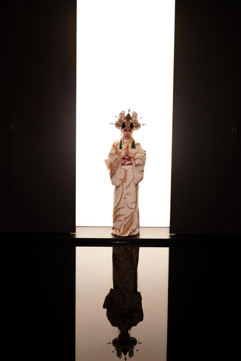 Geisha Inspired Golden Asian Princess Crown With Turquoise Gems - Etsy