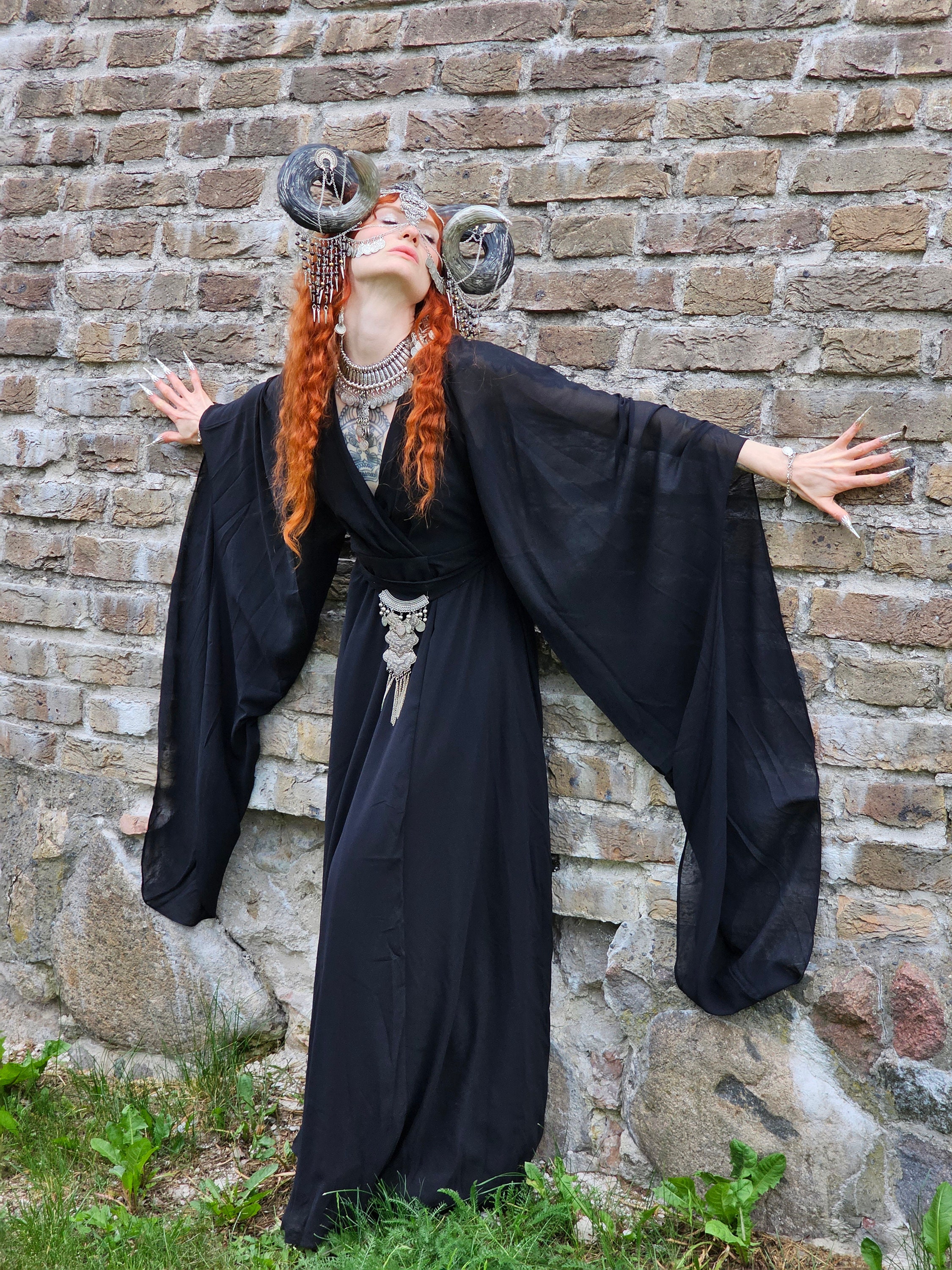 Silver Ram Horns Headdress With Gypsy Coins and Face Chains - Etsy