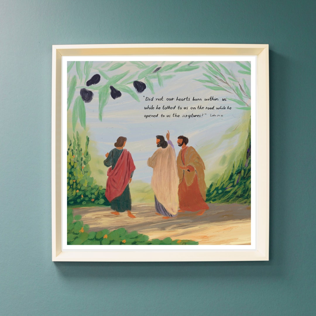 Luke 24 the Walk to Emmaus | Bible Verse Art Print | Christian Wall ...