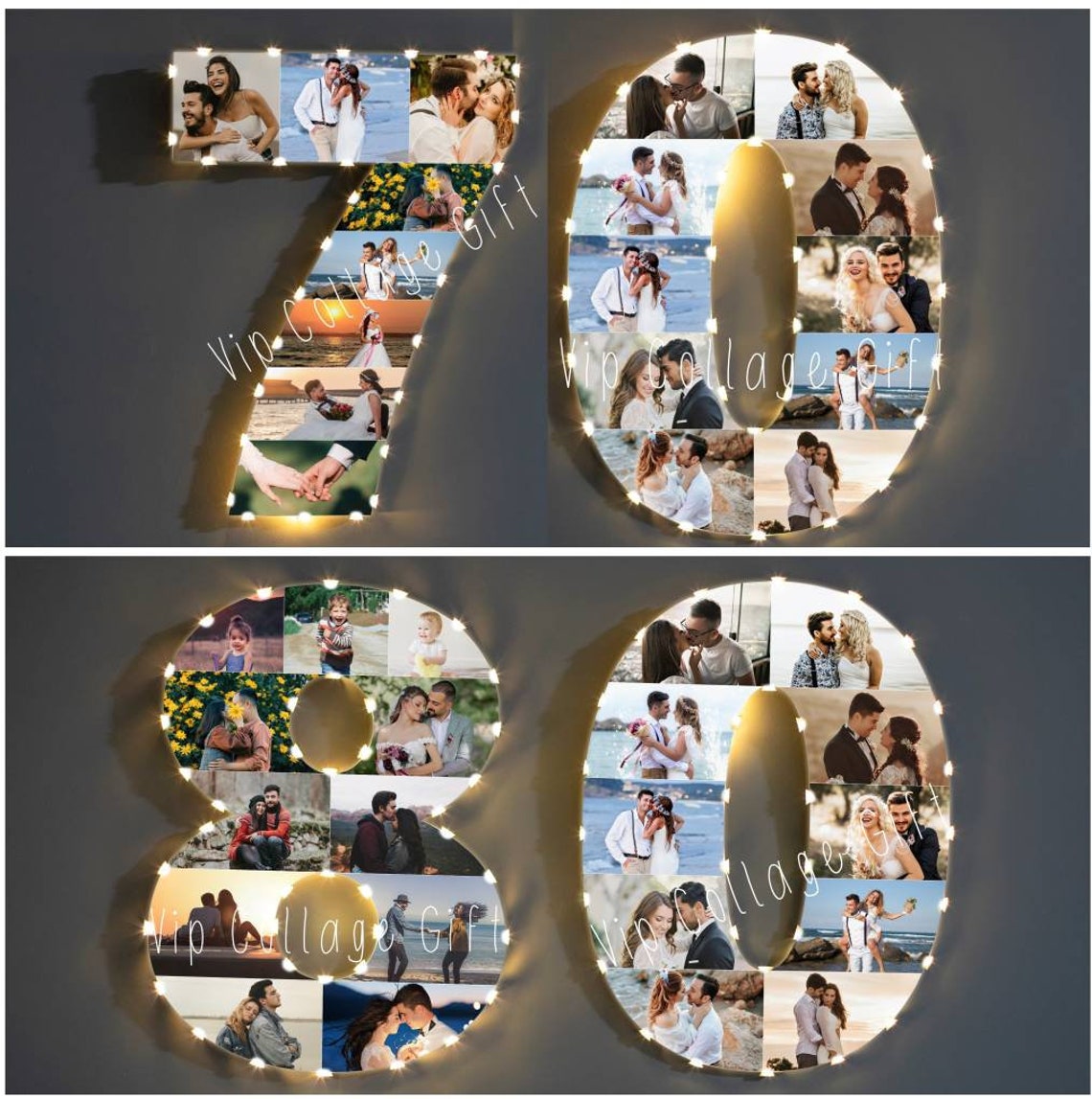 Customized 80th Birthday Photo Collage Frame for Women Men - Etsy