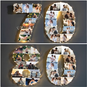 Freestanding Double Photo Number, Photo Collage, Birthday Gift, Photo ...