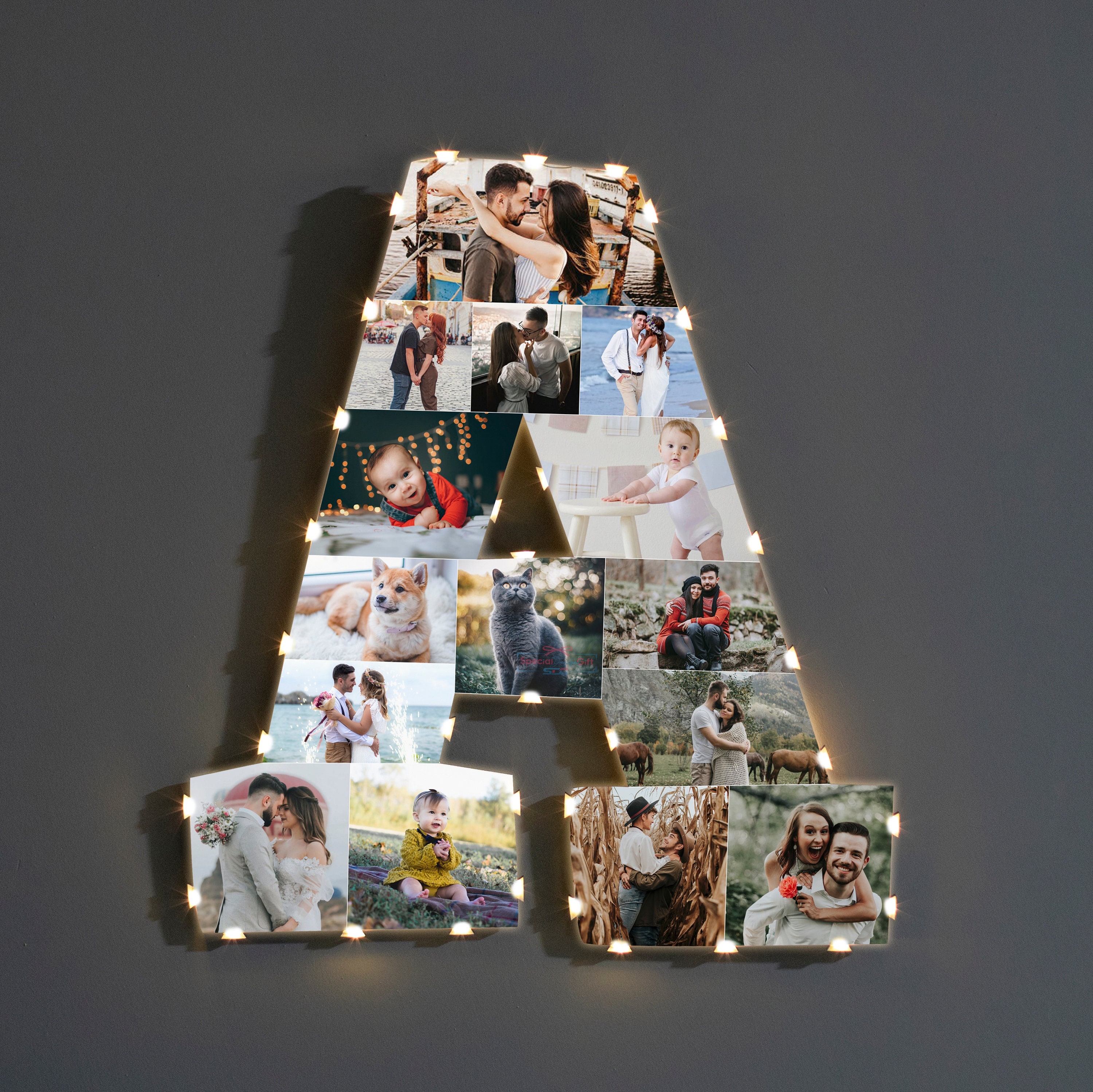 Custom Letter A Photo Collage Gift for Couples, Letter Photo Frame for ...