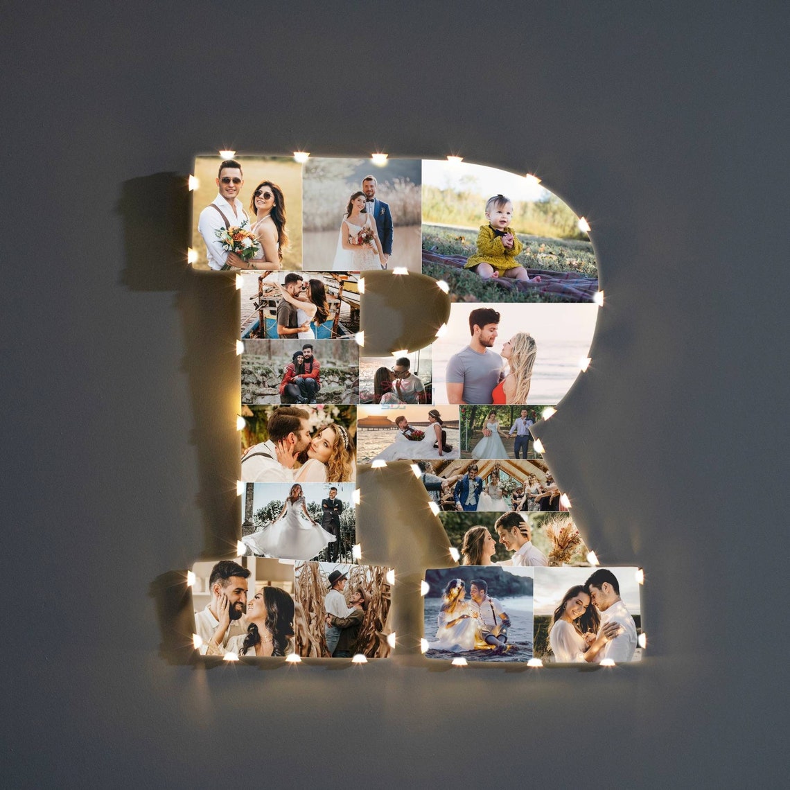 Customized Letter R Picture Collage Gift for Christmas, Letter R Wood ...