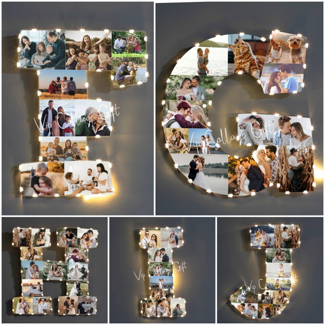 Customized Letter G Photo Collage Lamp for Wall Decor Letter - Etsy