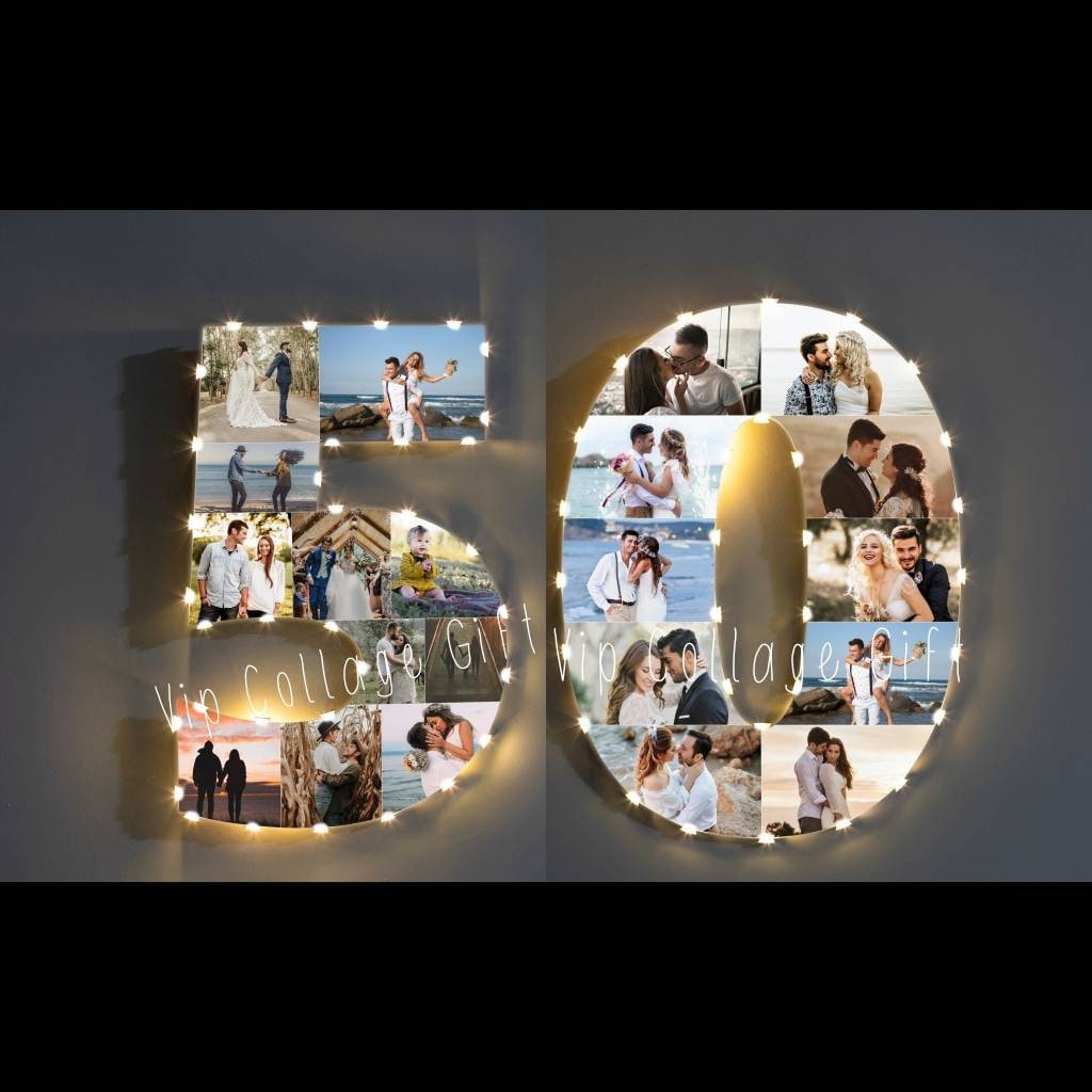 Freestanding Double Photo Number, Photo Collage, Birthday Gift, Photo ...