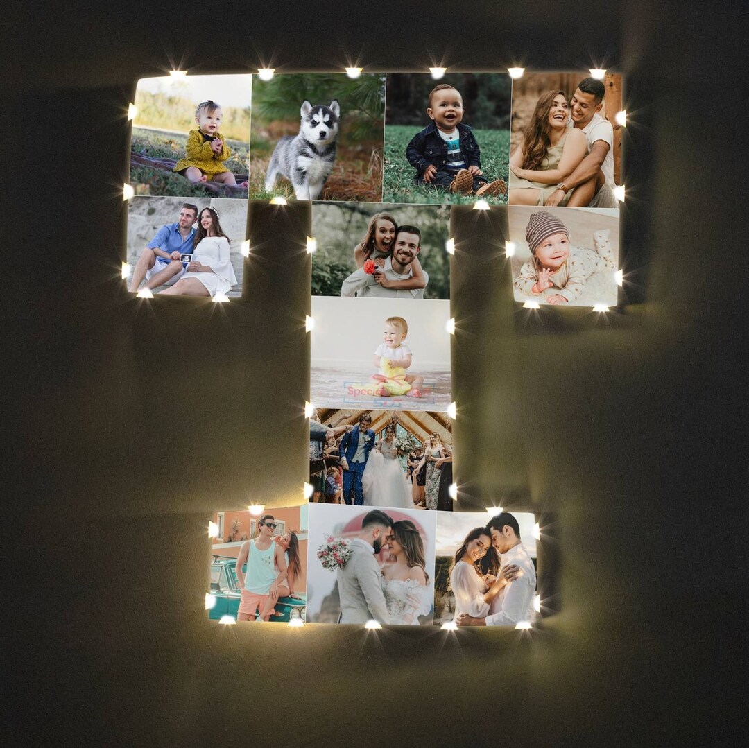 Customized Letter T Photo Collage Gift for Couples, Letter Photo Frame ...