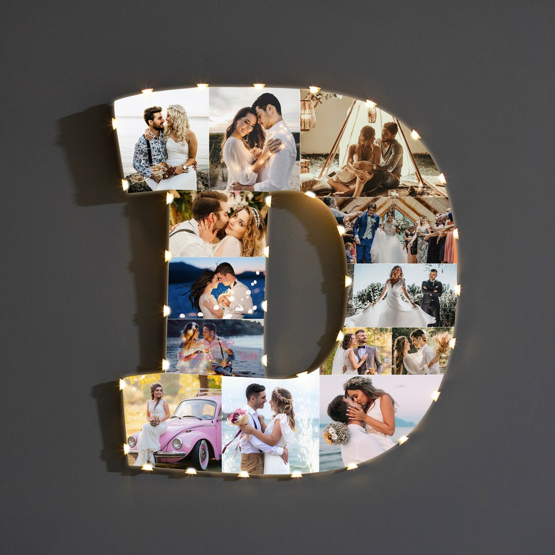 Personalized Letter D Collage for Girlfriend, Letter D Picture Frame ...
