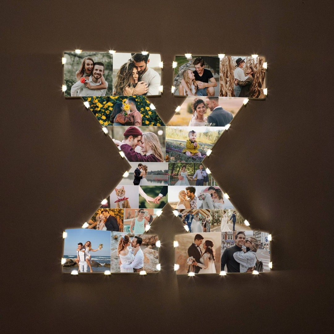 Customized Letter X Photo Collage Lamp for Couple Anniversary Gift ...