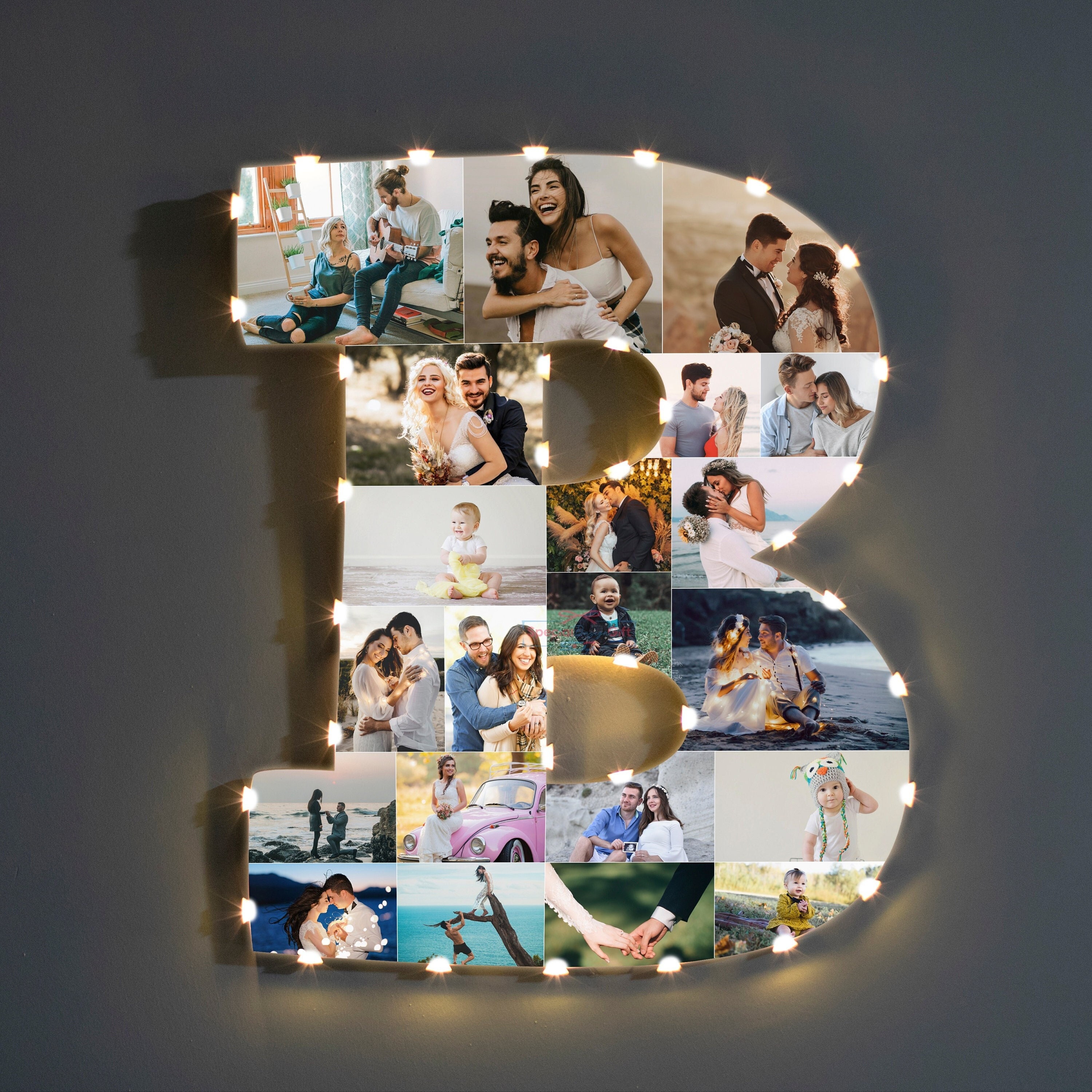 Personalized Letter B Picture Collage Gift for Her, Letter B Photo ...