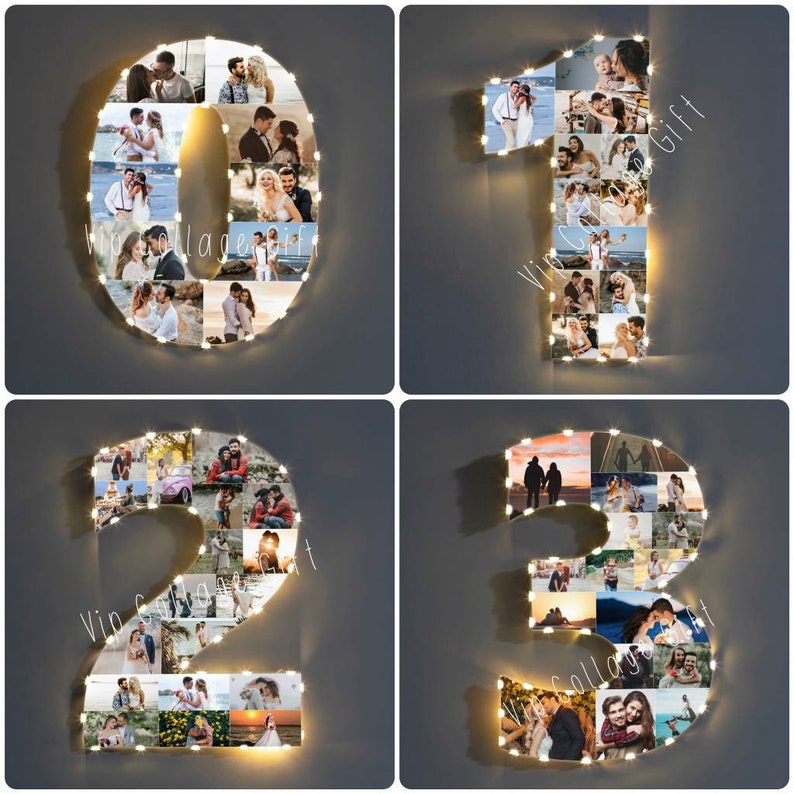 Freestanding Double Photo Number, Photo Collage, Birthday Gift, Photo ...