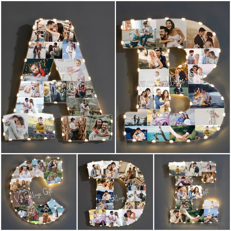 Customized Letter R Picture Collage Gift for Christmas, Letter R Wood ...