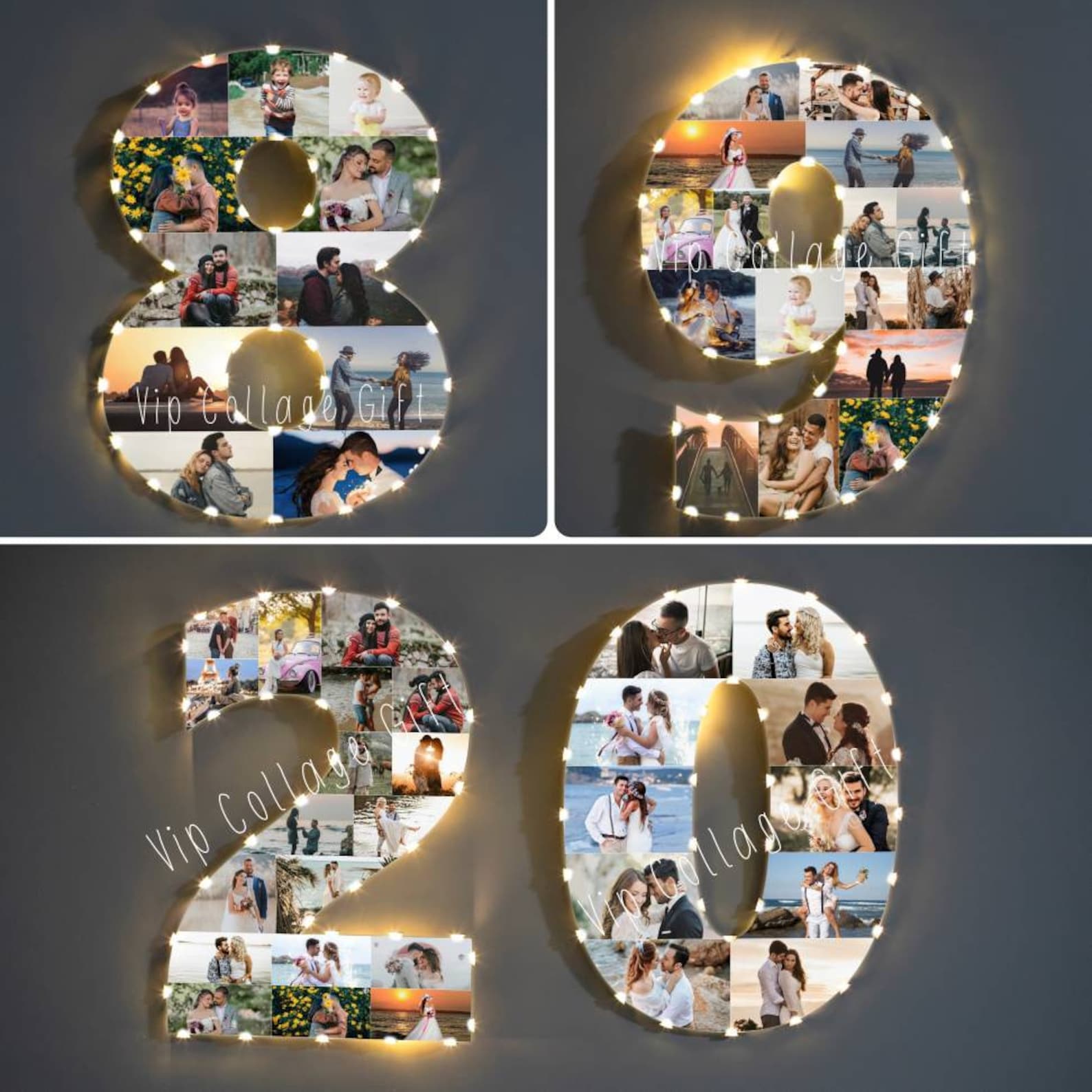 Freestanding Double Photo Number, Photo Collage, Birthday Gift, Photo ...