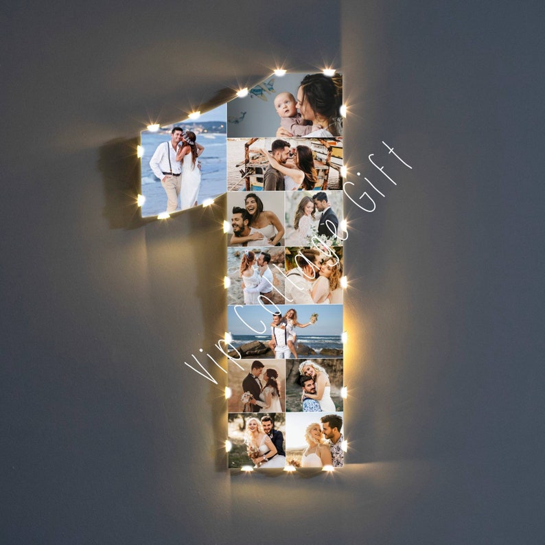 Freestanding Double Photo Number, Photo Collage, Birthday Gift, Photo ...