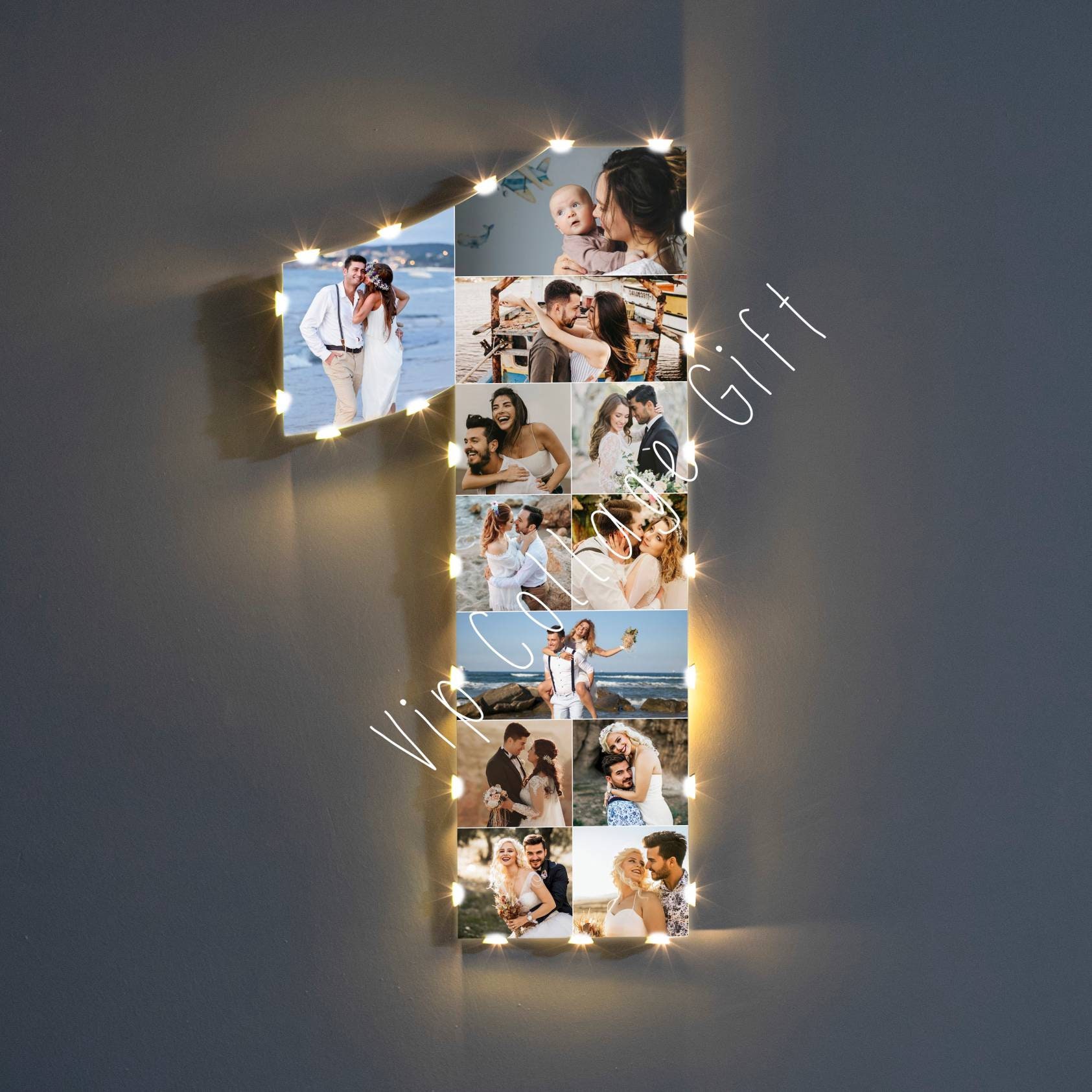 Freestanding Double Photo Number, Photo Collage, Birthday Gift, Photo ...