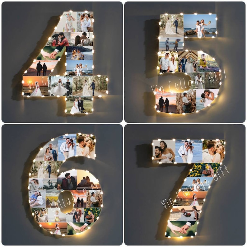 Freestanding Double Photo Number, Photo Collage, Birthday Gift, Photo ...
