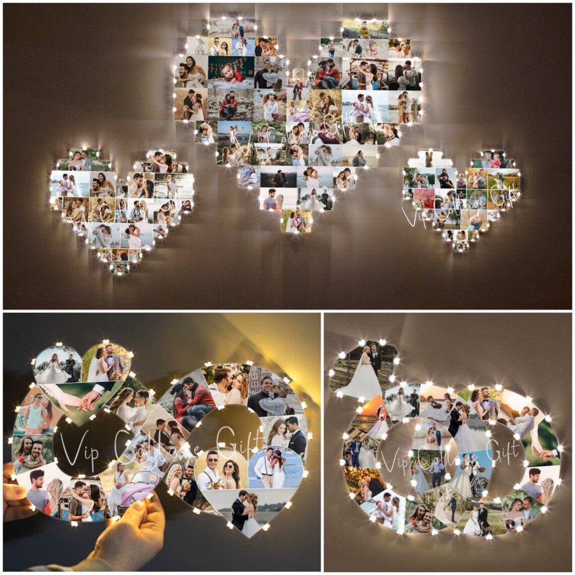 Customized Letter G Photo Collage Lamp for Wall Decor, Letter Picture ...