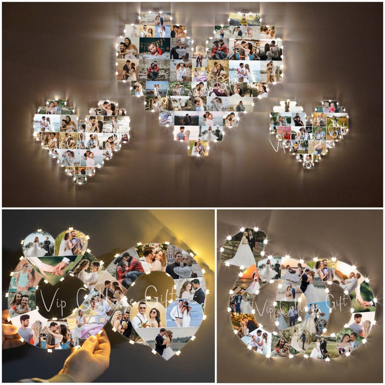 Customized Letter G Photo Collage Lamp for Wall Decor, Letter Picture ...