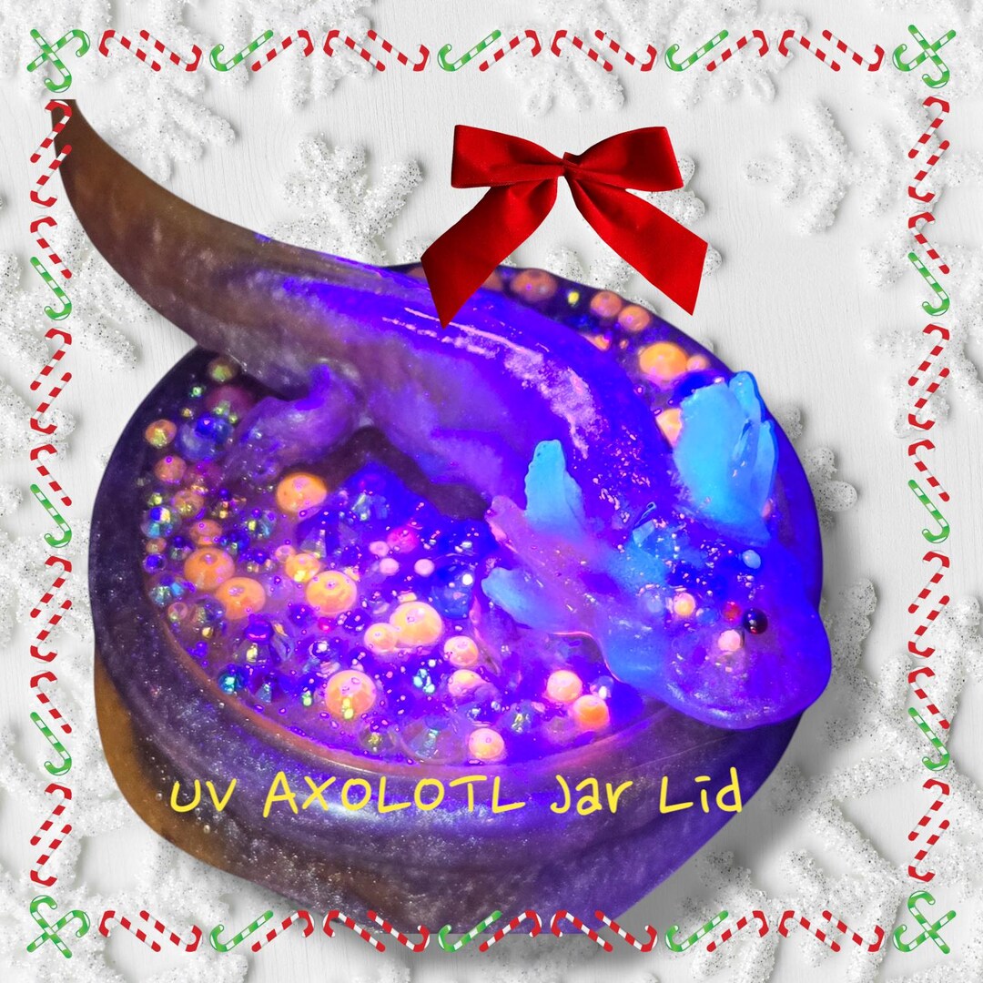 UV Black/orange/purple Axolotl Resin Jar - Etsy