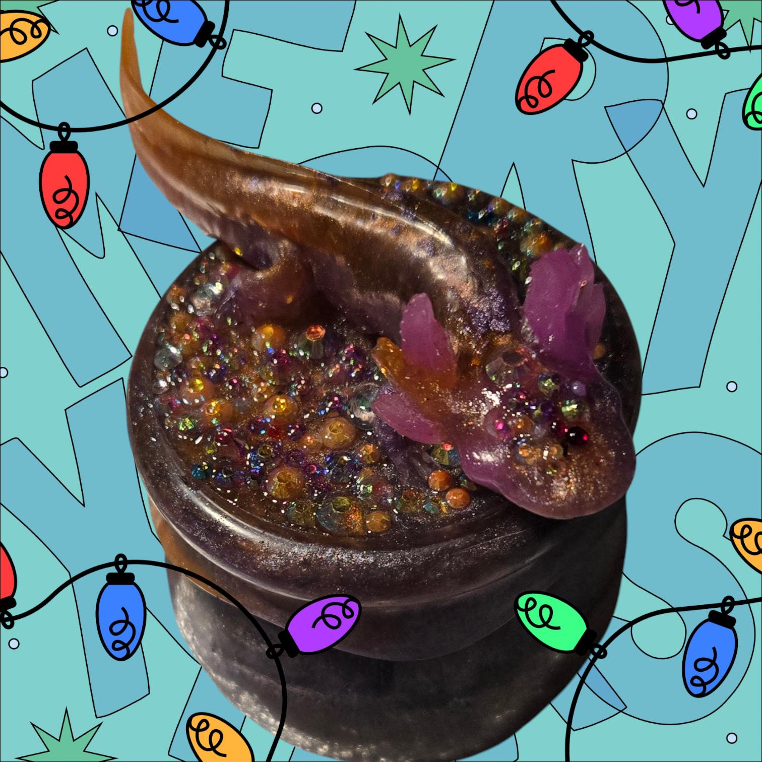 UV Black/orange/purple Axolotl Resin Jar - Etsy