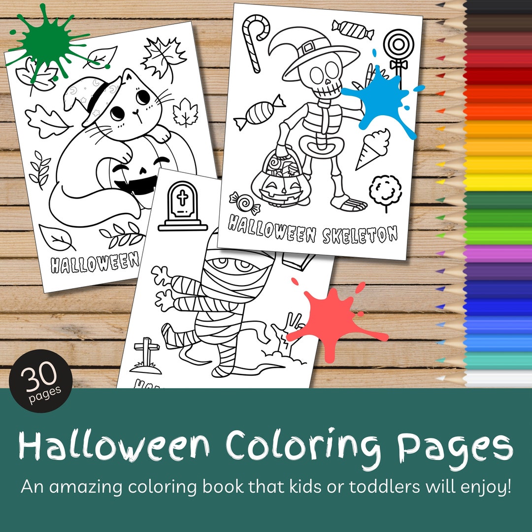 Printable Halloween Coloring Pages Party Activity for Kid and Toddler ...
