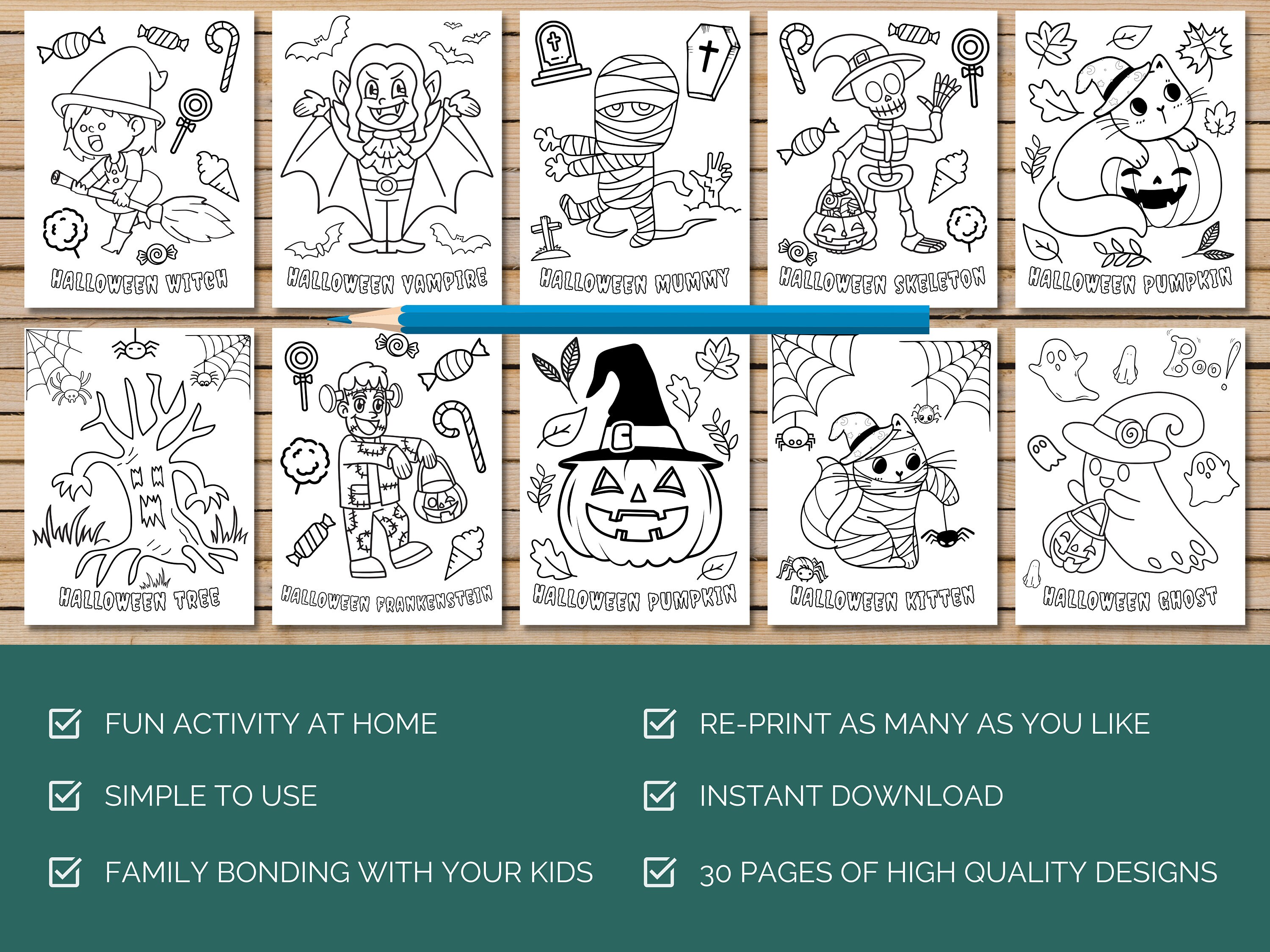 Printable Halloween Coloring Pages Party Activity for Kid and Toddler ...