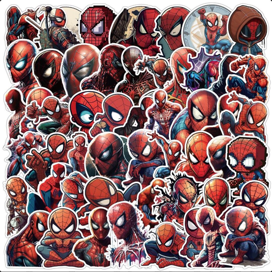50pcs Super Hero Spiderman Vinyl Sticker Snowboard Luggage Laptop Phone ...