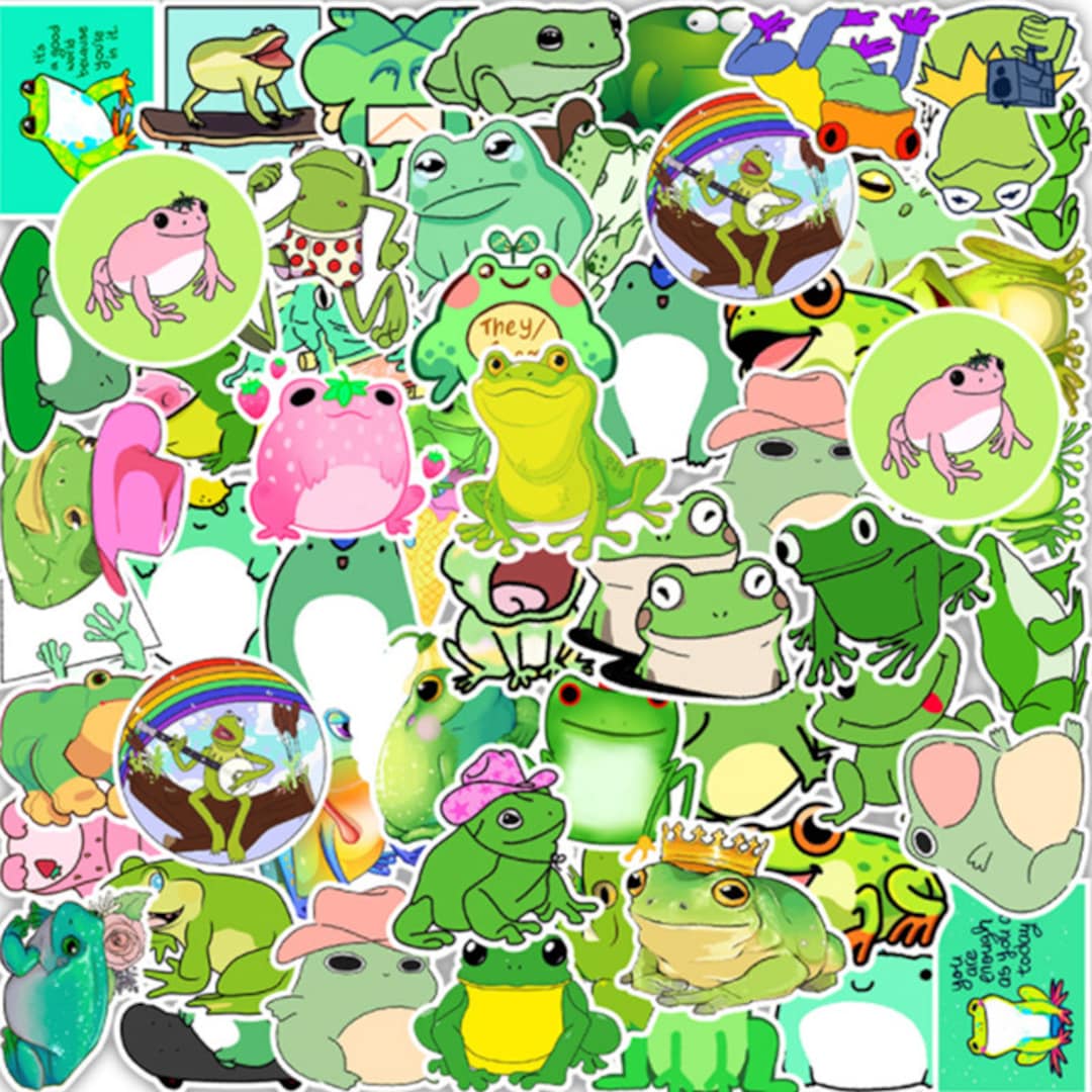50pcs Cute Frog Party Vinyl Sticker Snowboard Luggage Laptop Phone ...