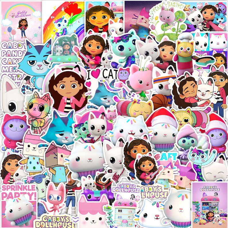 50pcs Gabby's Dollhouse Party Vinyl Sticker Snowboard Luggage Laptop ...